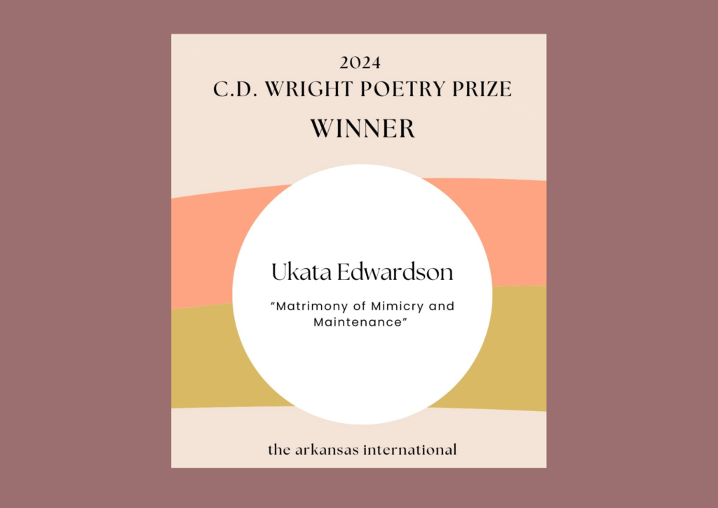 Ukata Edwardson Wins 2024 C.D. Wright Prize for Poetry - JAY Lit
